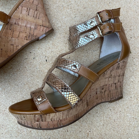 Guess | Shoes | Guess Silver Faux Snakeskin Wedges | Poshmark